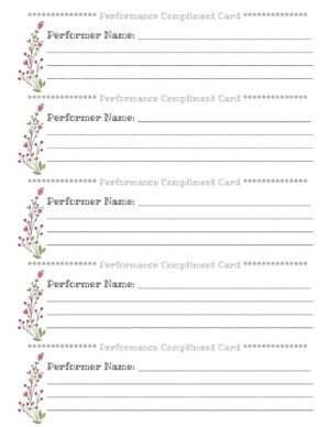 Recital Compliment Cards (Free) | FVM Shop