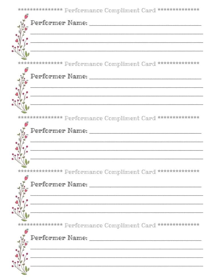 Recital Compliment Cards (Free) | FVM Shop