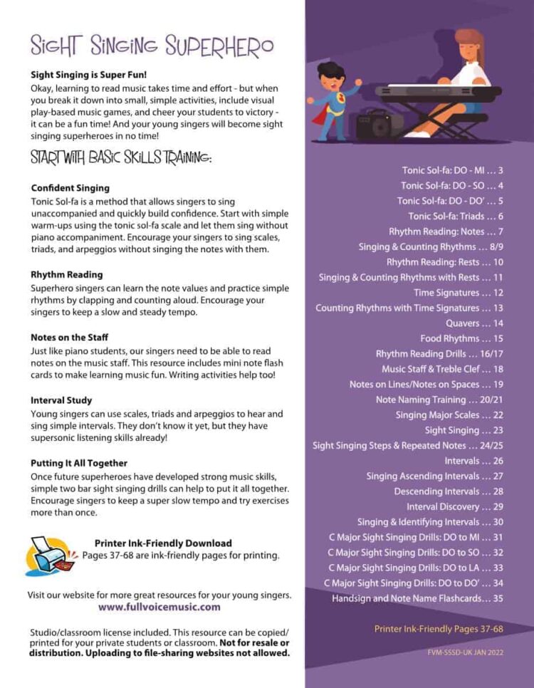 FVM | Sight Singing Superhero (PDF) UK Version
