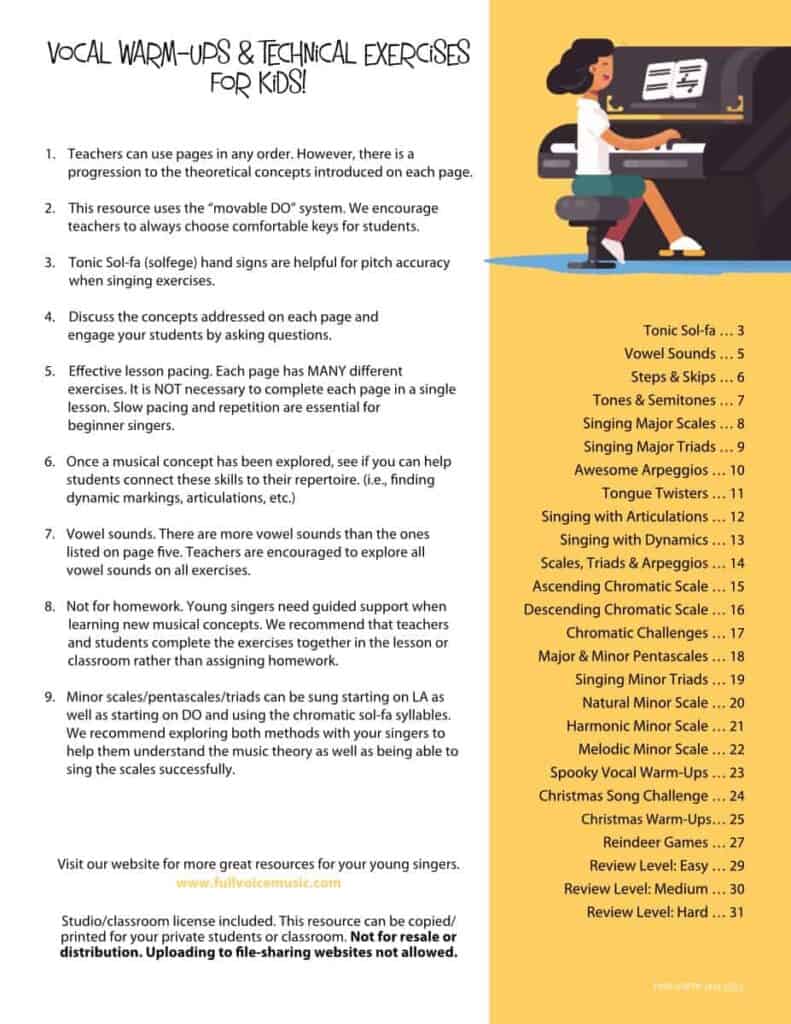 FVM | Vocal Warm-Ups and Technical Exercises for Kids! (Book)