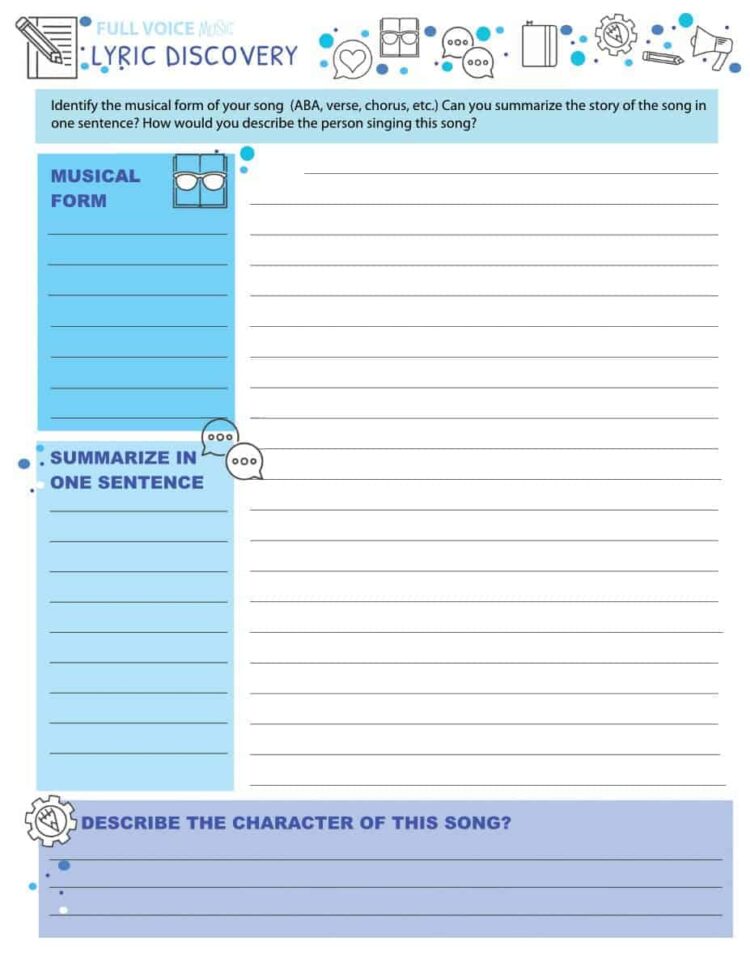 FVM | Lyric Discovery worksheets for students
