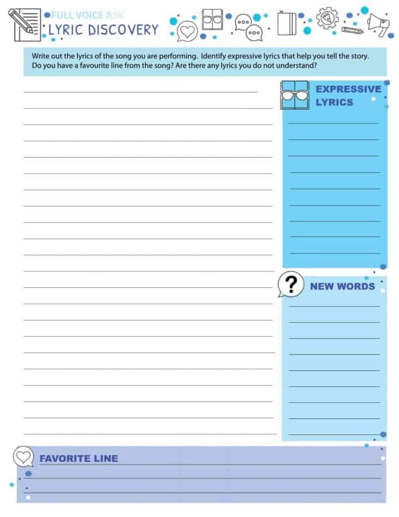 FVM | Lyric Discovery worksheets for students