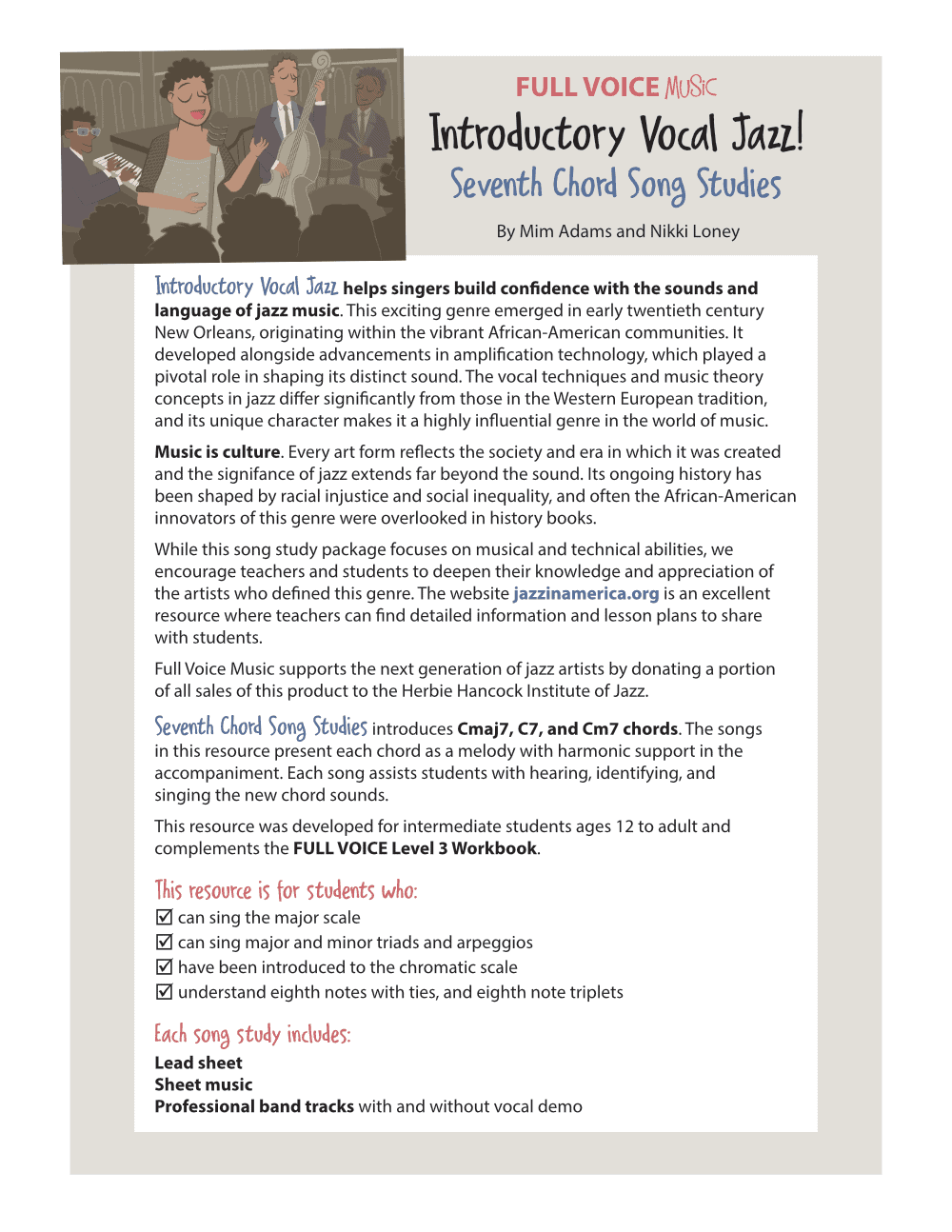 FVM | Introductory Vocal Jazz! Seventh Chord Song Studies