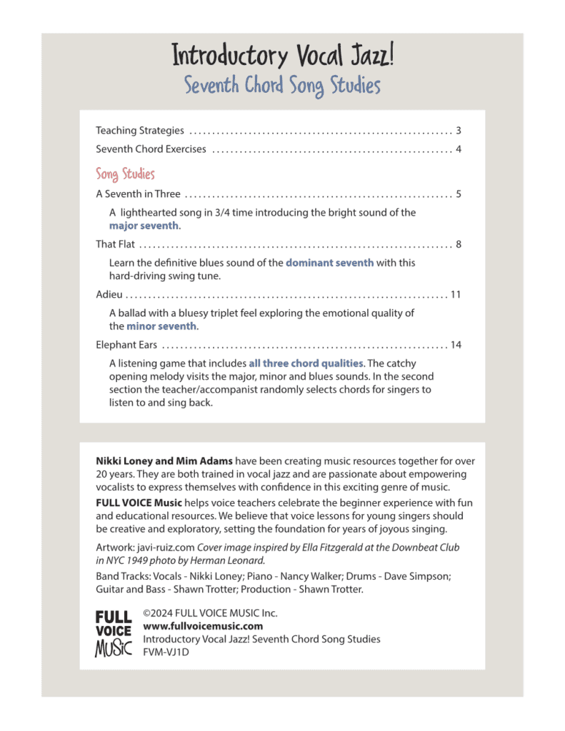 FVM | Introductory Vocal Jazz! Seventh Chord Song Studies