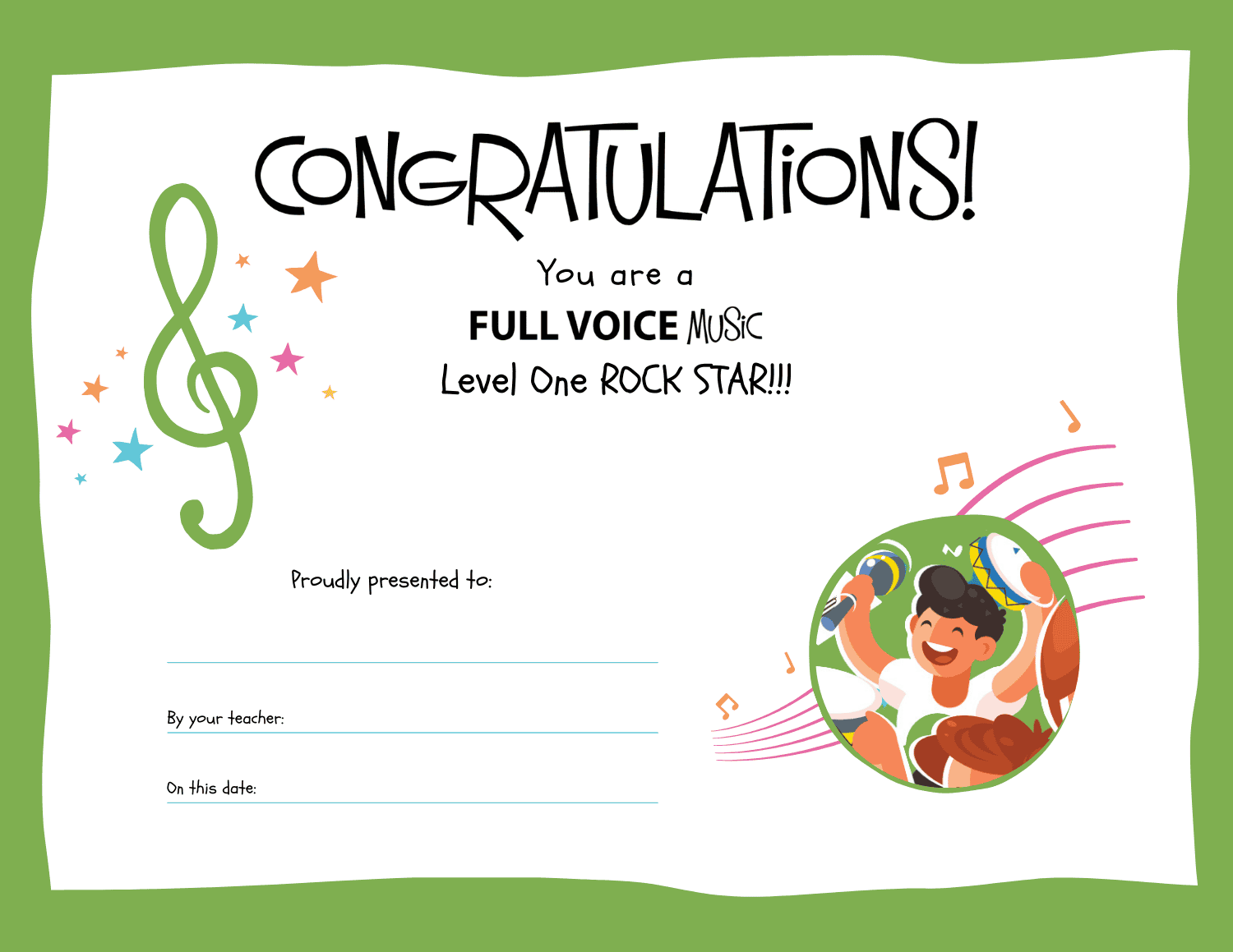 FVM | FULL VOICE Workbook Completion Certificates